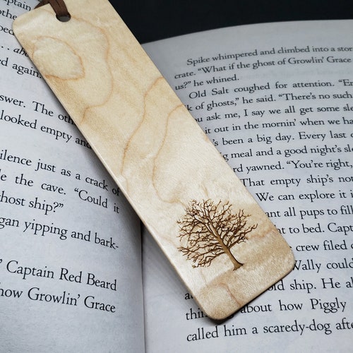Pine Tree & Stars Engraved Wood Bookmark With Personalized - Etsy