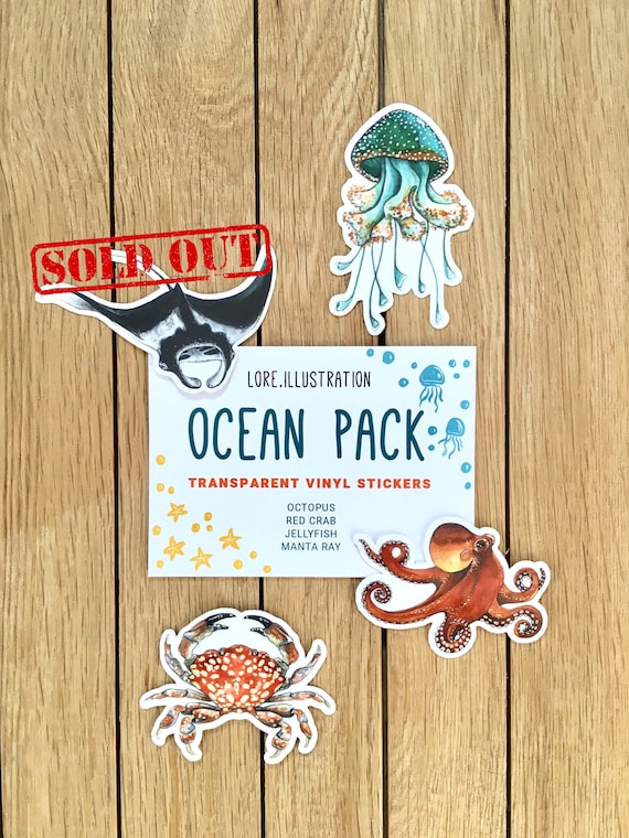 Ocean Stickers Transparent Stickers Vinyl Stickers Plastic | Etsy