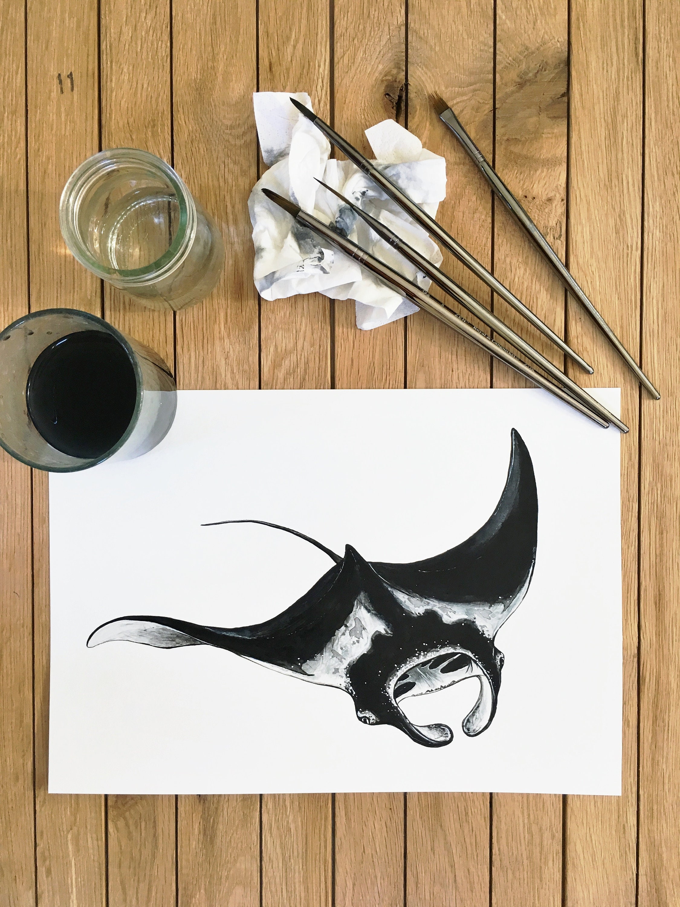 Manta Ray Print Ocean Wall Art Decor Animal Species Giclée | Etsy