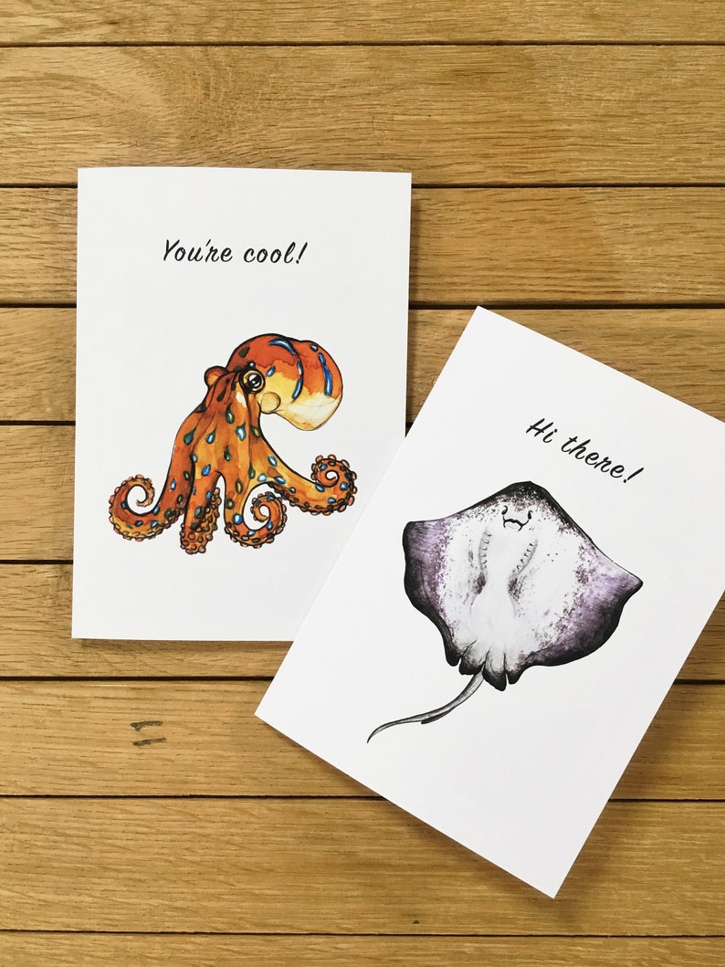 Custom Greeting Cards Ocean Greeting Cards Octopus - Etsy