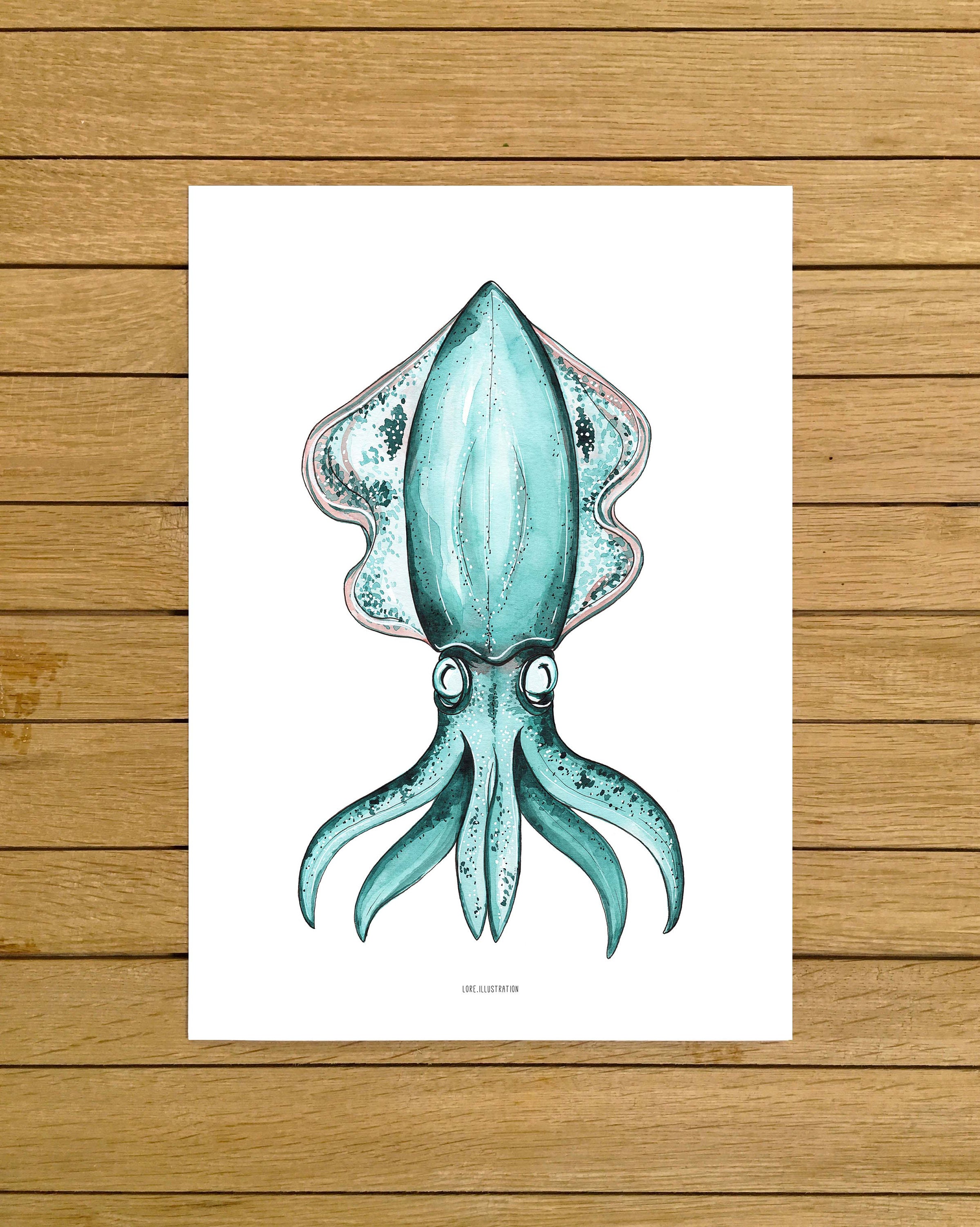 Reef Squid Print Squid Wall Art Mollusc Art Watercolor | Etsy