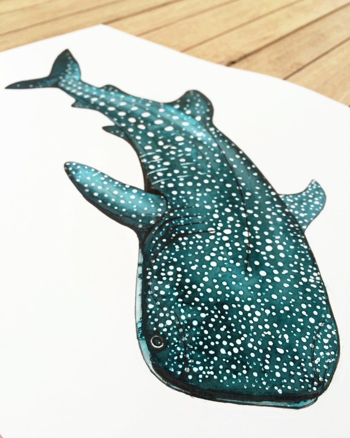 Lamina Tiburón Ballena Print Tiburón Ilustración Acuarela - Etsy España