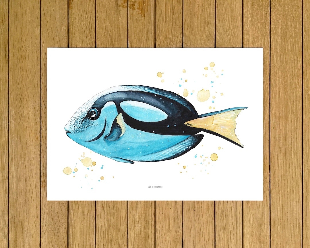 Blue Tang Fish Watercolor Giclée Print: Ocean Nursery Art - Etsy