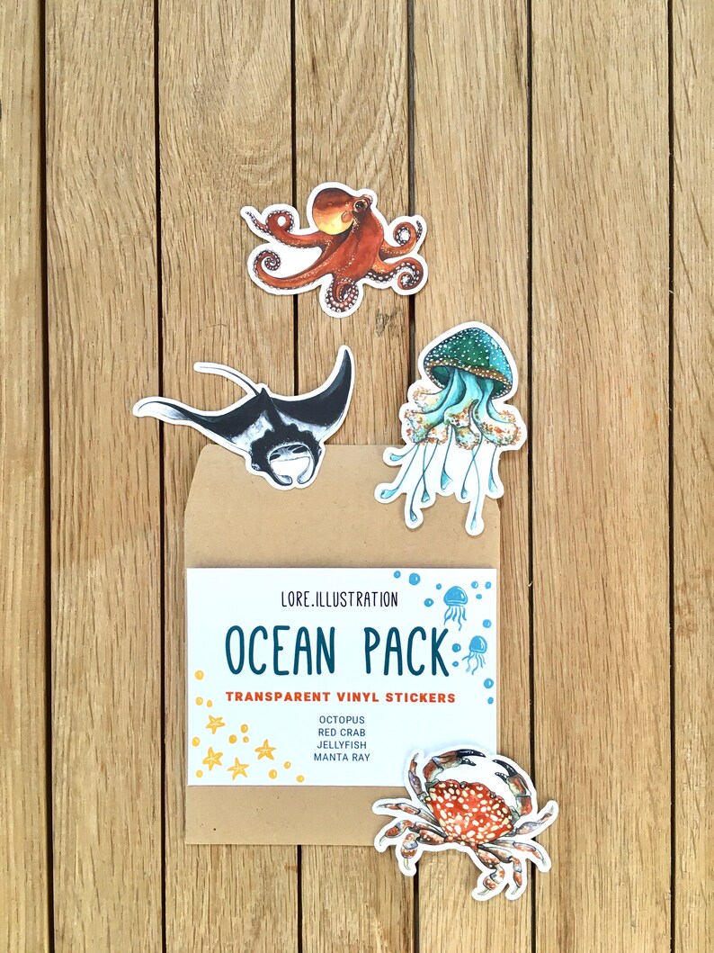 Ocean Stickers Transparent Stickers Vinyl Stickers Plastic - Etsy