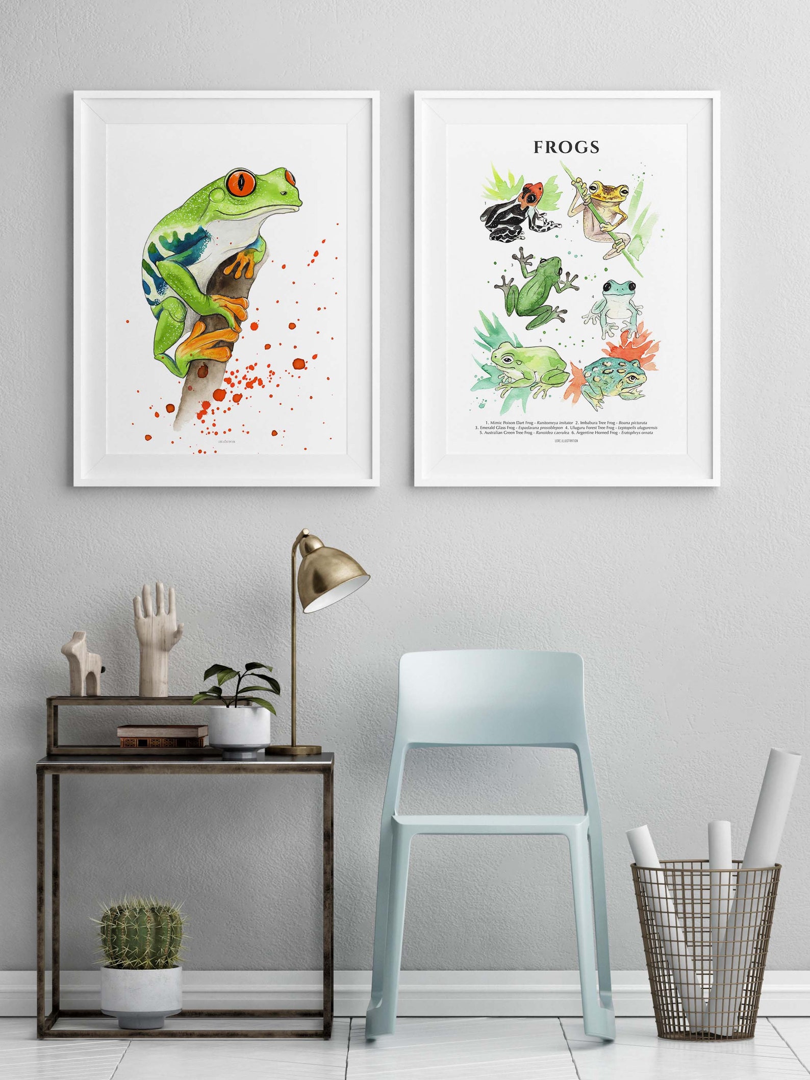 Frogs Poster Watercolour Illustration Frogs Species Nursery | Etsy