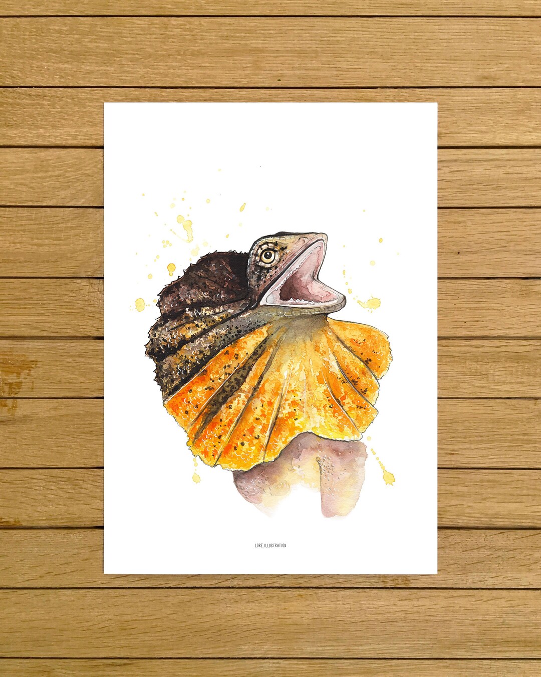 Frilled Necked Lizard Print, Reptiles Art, Art Print, Watercolor ...
