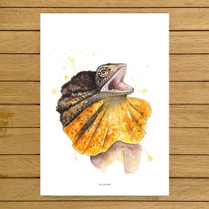 Frilled Necked Lizard Print, Reptiles Art, Art Print, Watercolor ...