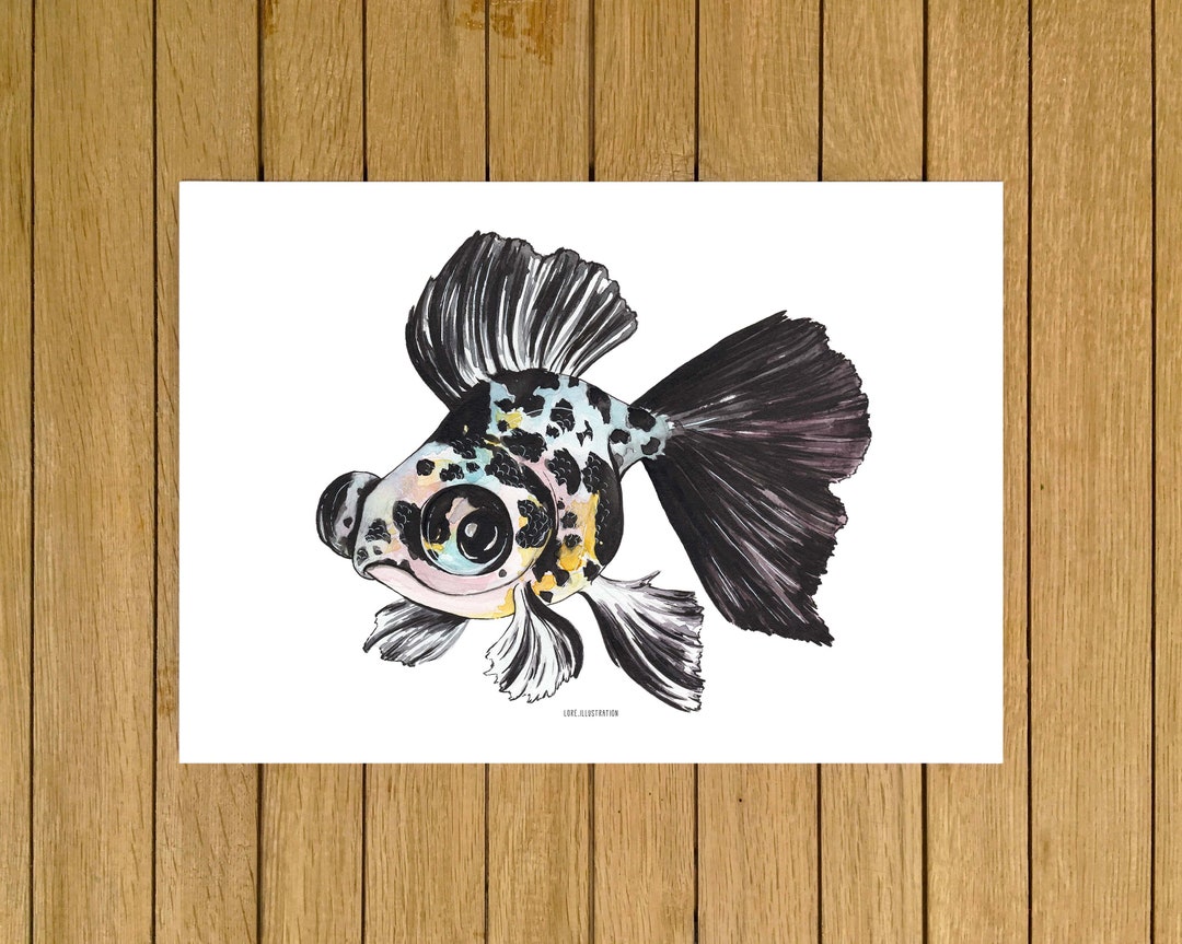 Colourful Goldfish Print, Goldfish Art Print, Watercolor Illustration ...