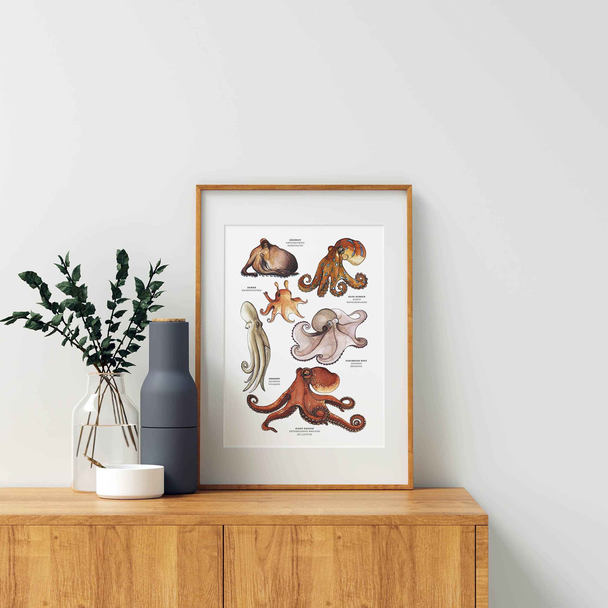 Octopus Poster Octopuses Watercolour Illustration Giclée | Etsy