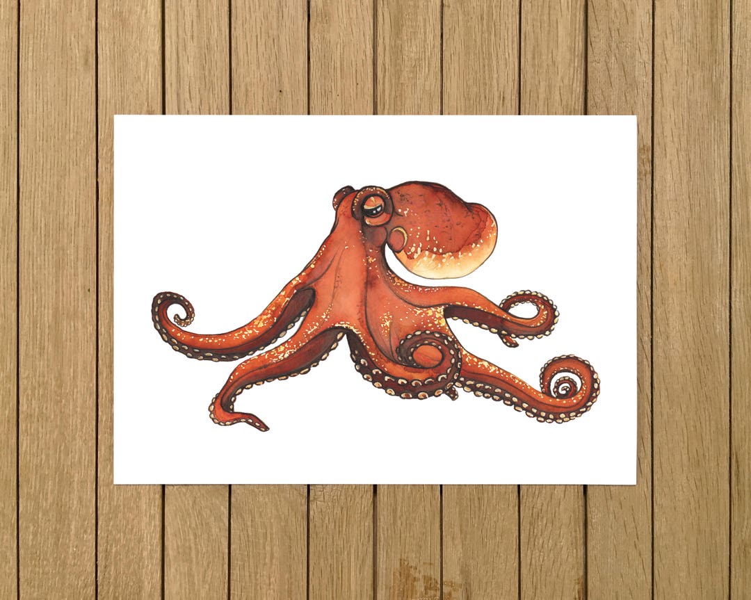Giant Octopus Watercolor Print: Kids Room Nursery Decor - Etsy