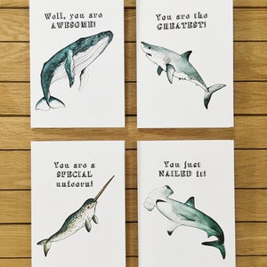 Custom Cards, Sharks & Whales Greeting Cards, Ocean Cards, Greeting ...