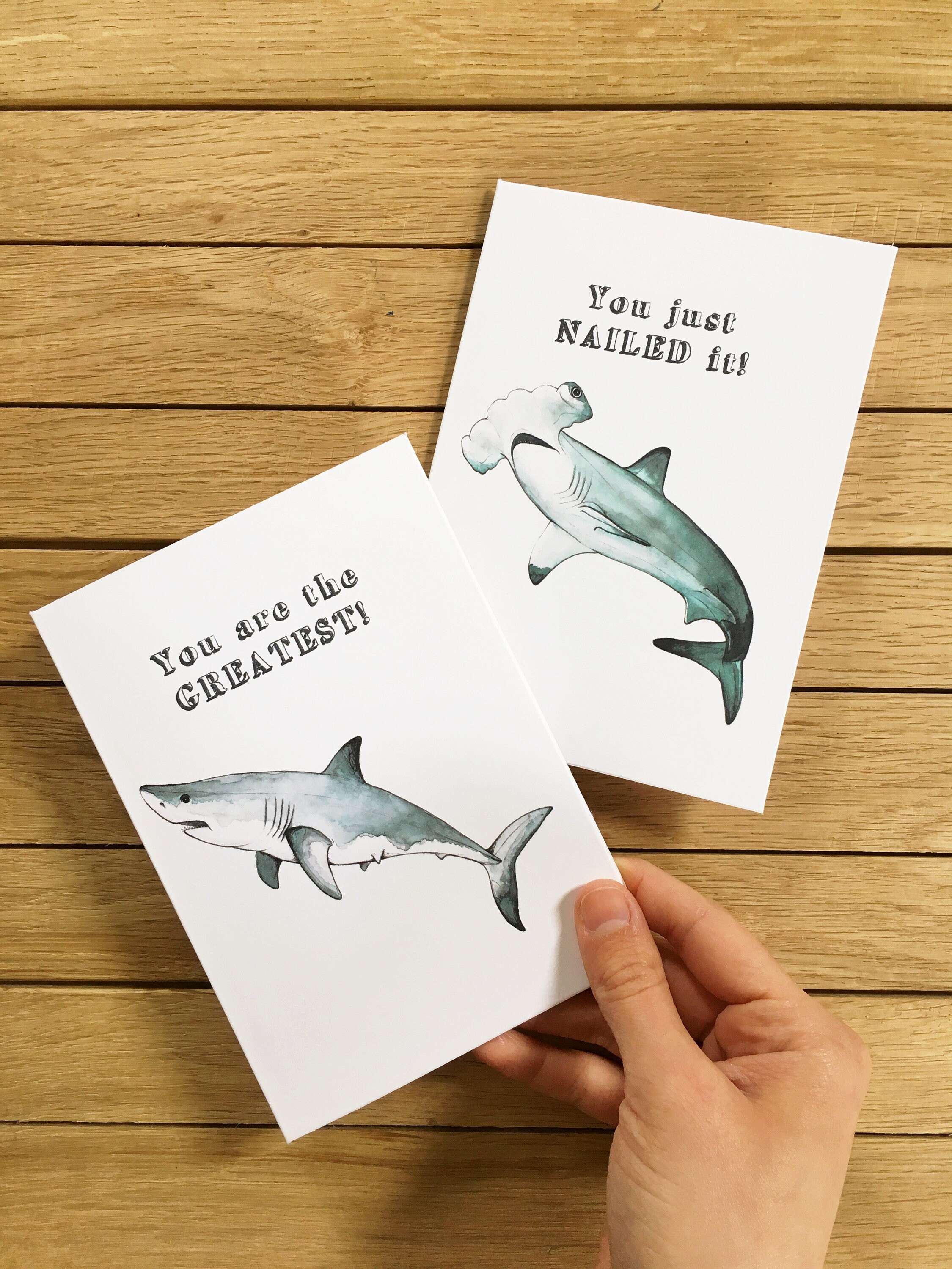 Custom Cards Sharks & Whales Greeting Cards Ocean Cards - Etsy