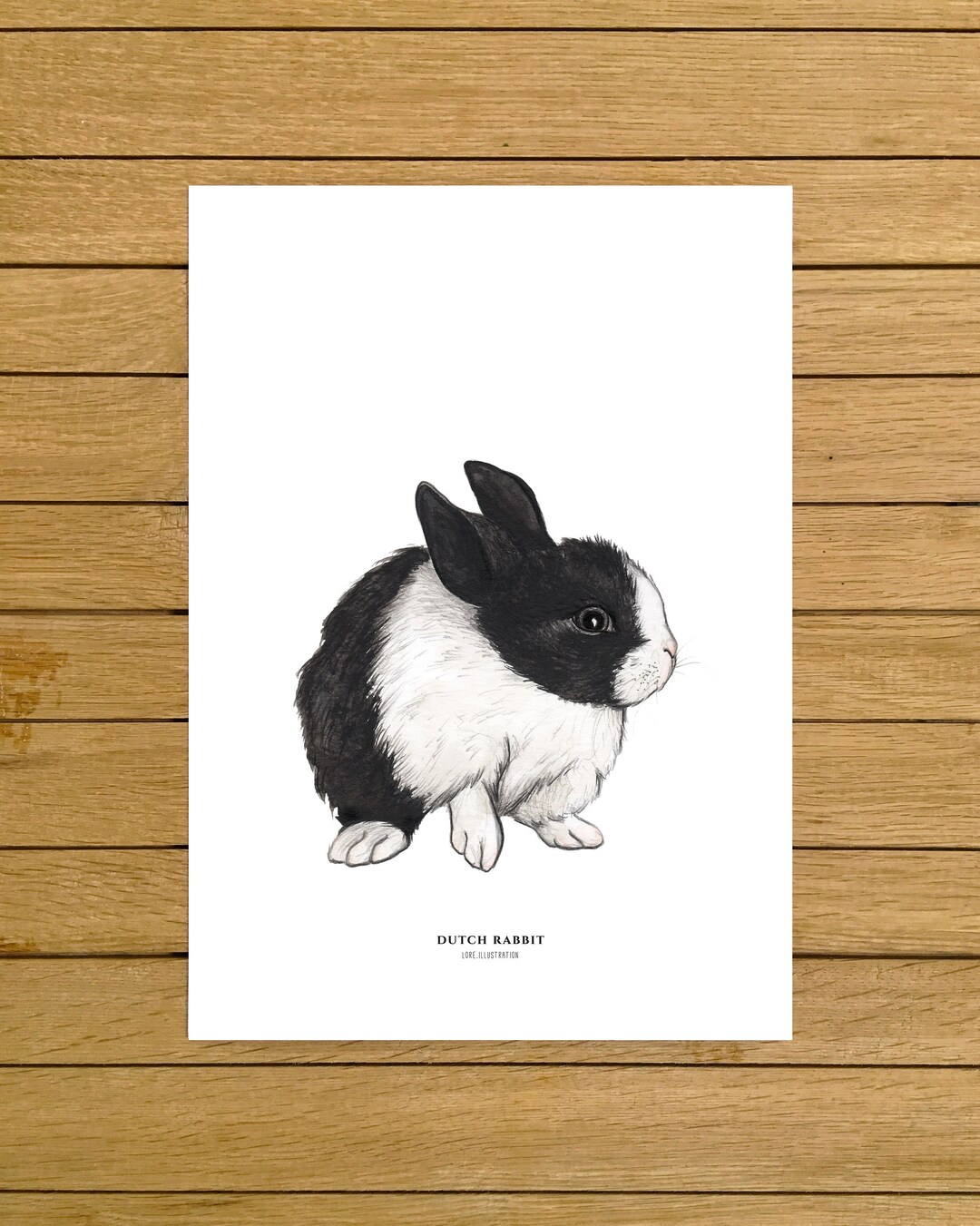 Bunny Print, Dutch Rabbit, Rabbit Art, Animals Poster, Home Decor, Kids ...