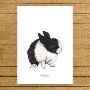 Bunny Print, Dutch Rabbit, Rabbit Art, Animals Poster, Home Decor, Kids ...