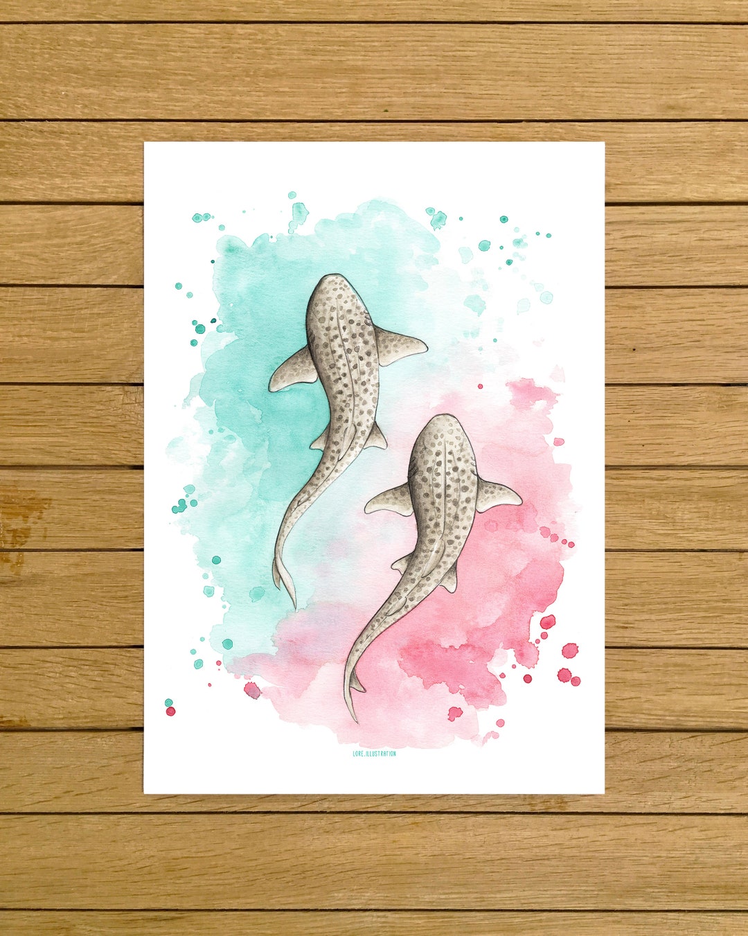 Cotton Candy Sharks Wall Art, Colourful Sharks Print, Ocean Watercolour ...