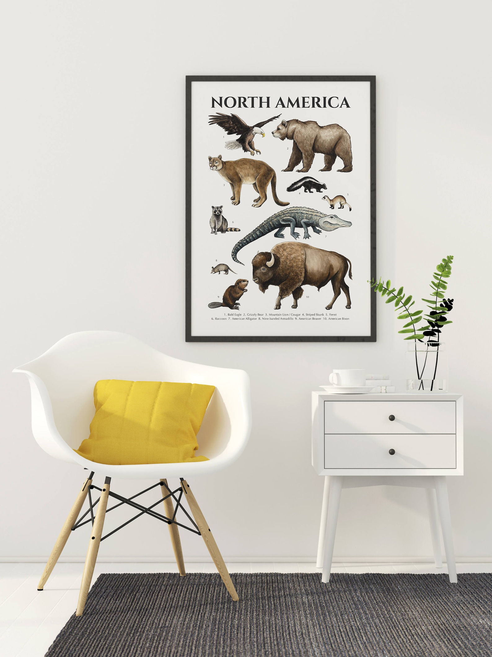 North America Animals Animals Poster Nursery Decor Home | Etsy