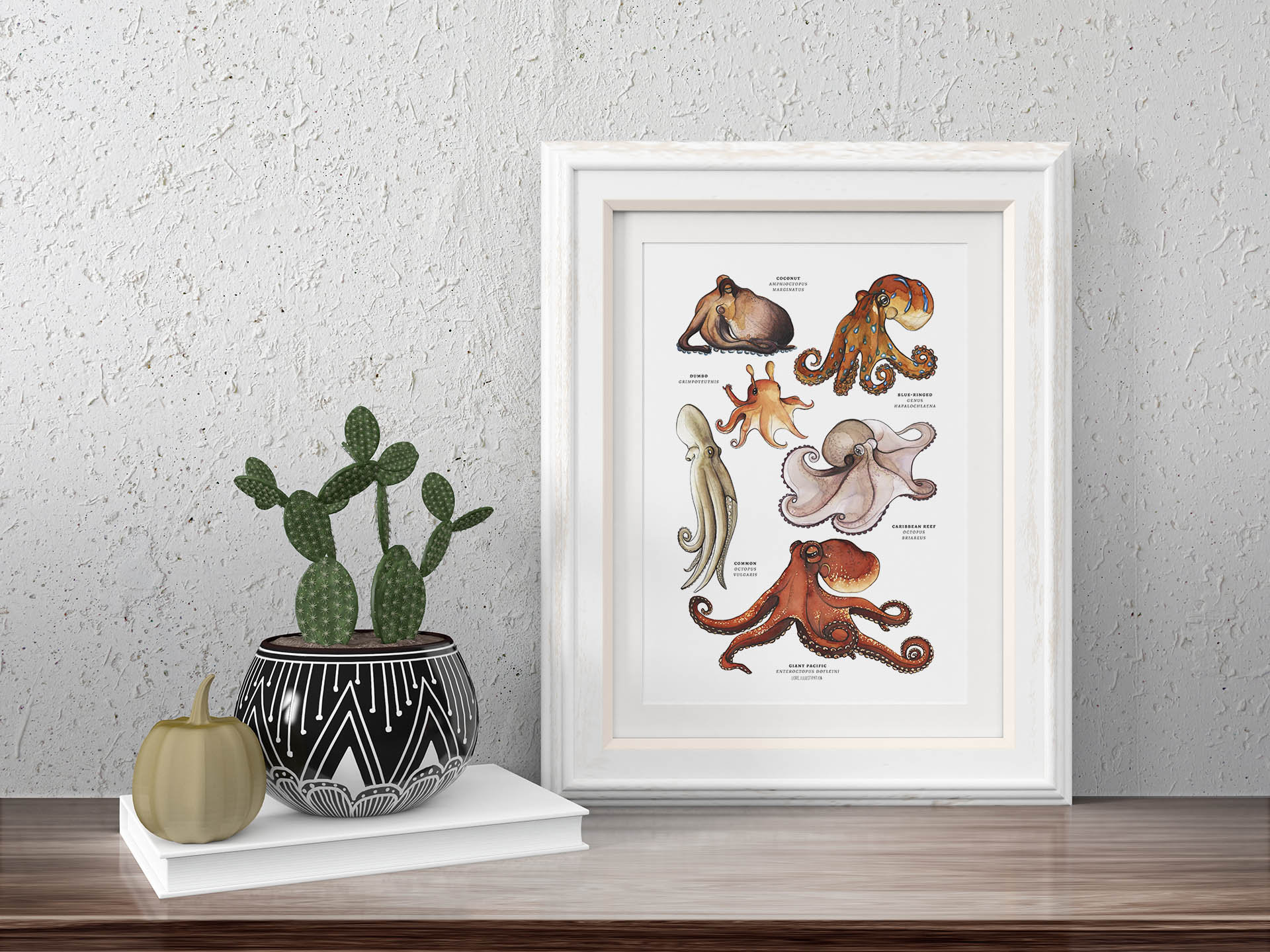 Octopus Poster Octopuses Watercolour Illustration Giclée | Etsy