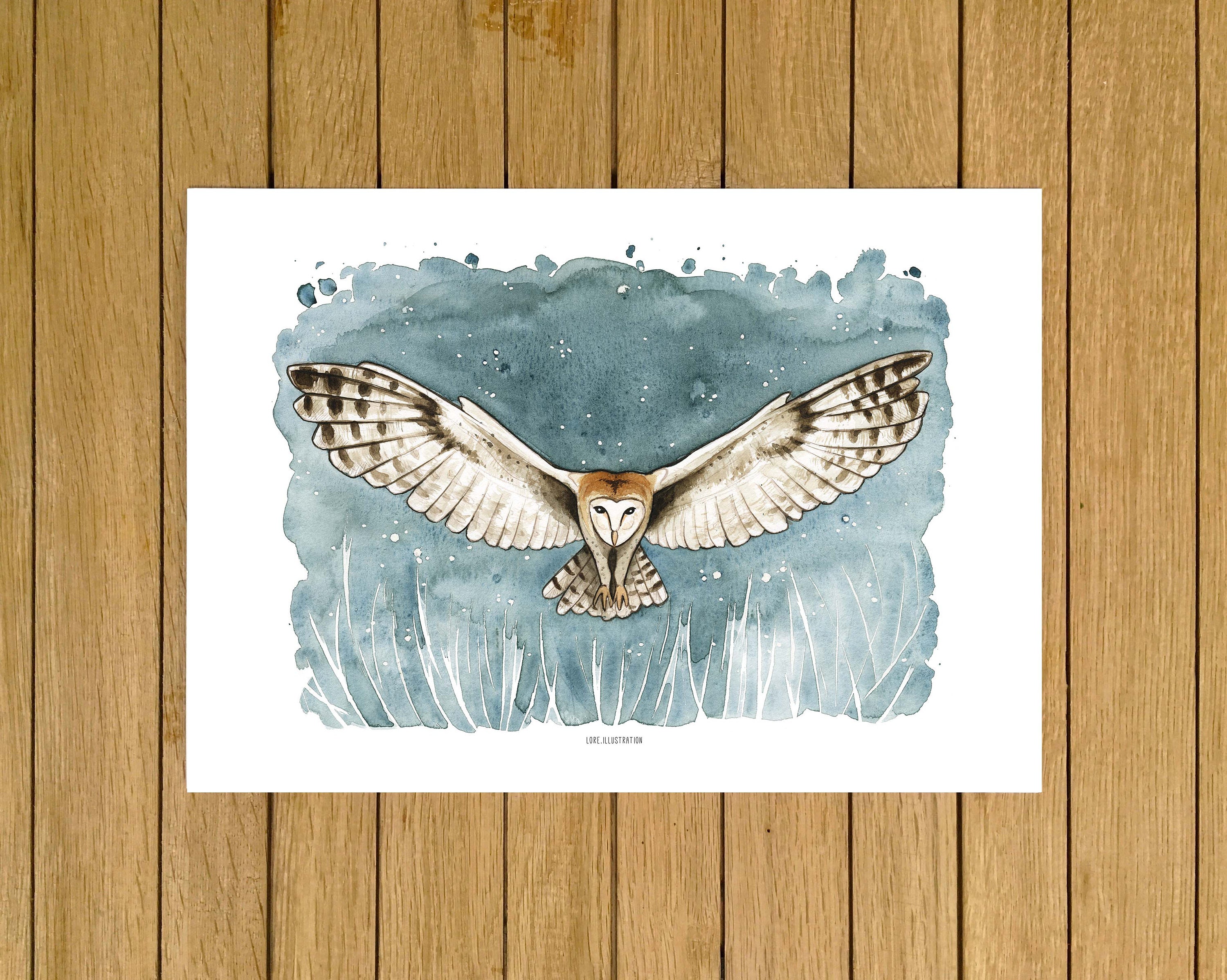 Owl Print Birds Wall Art Giclée Print Watercolour | Etsy