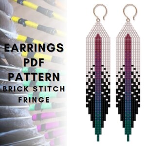 Native American Feather Seed Bead Fringe Earring Pattern, Brick Stitch Indigenous, Free Spirit ...