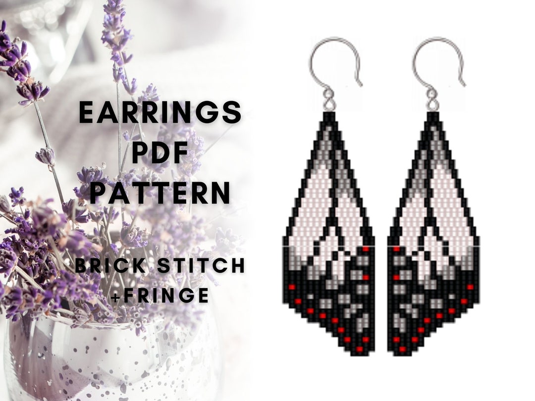 Seed Beaded Earring Pattern, Butterfly Wing Earring Pattern, Brick ...