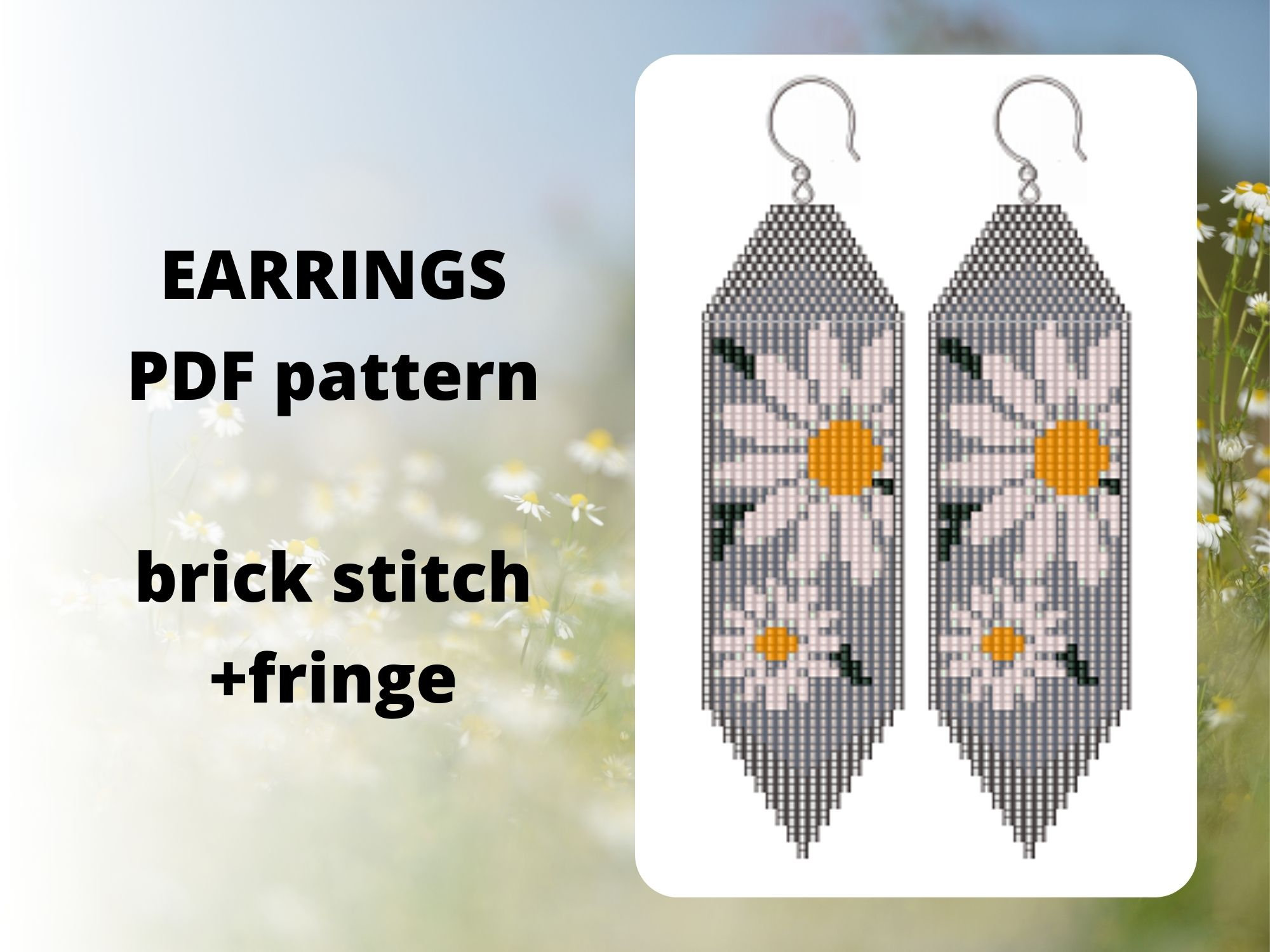 Daisy Earring Pattern Brick Stitch Pattern Beaded Flower - Etsy