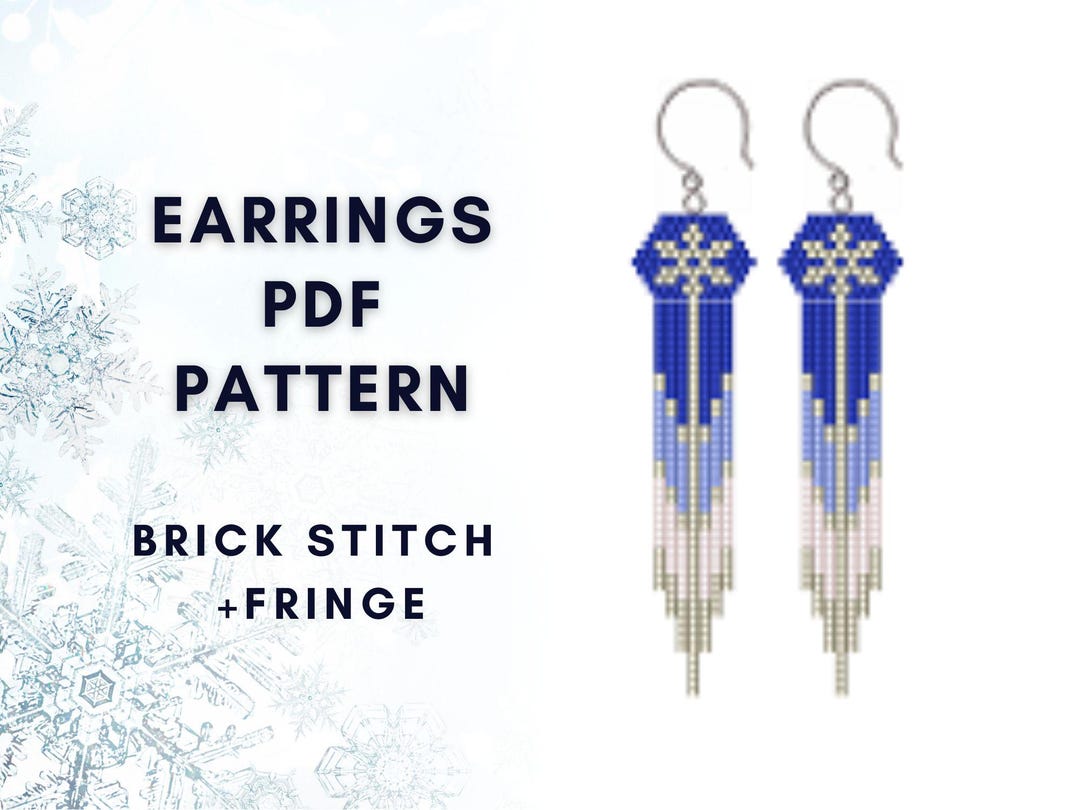 Snowflake Christmas Earring Pattern, Snow Snowfall, Seed Bead Miyuki ...