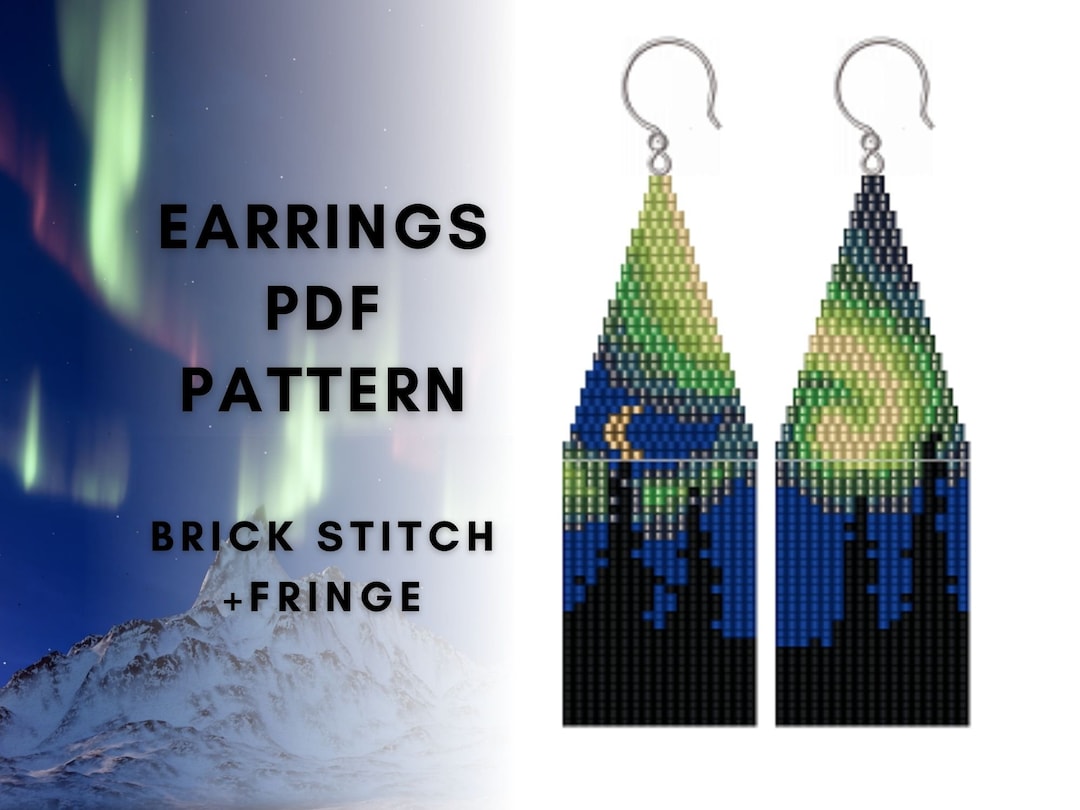 Aurora Borealis Beaded Earrings Pattern, Northern Pole Lights Fringe ...