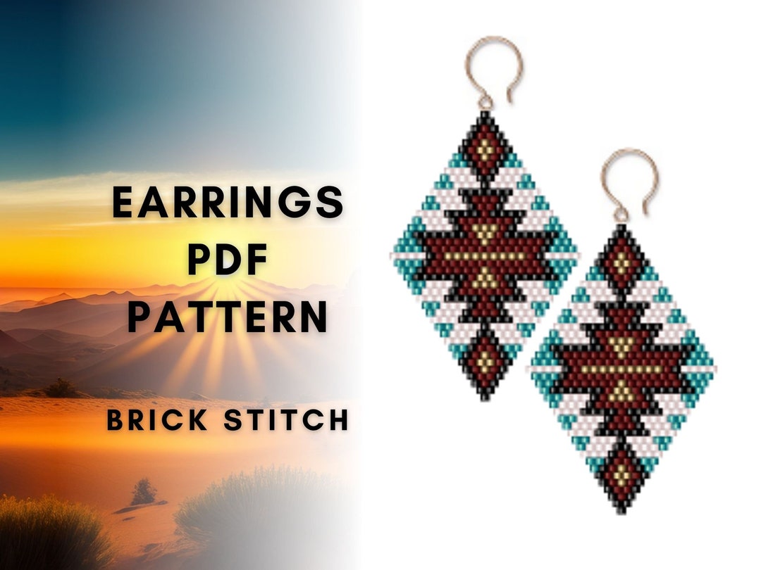 Southwest Native Brick Stitch Pattern, Seed Bead Miyuki Delica, Rhombus ...