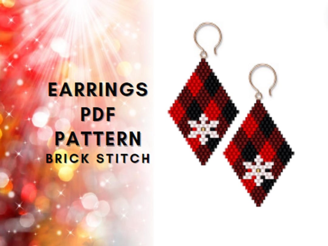 Snowflake Christmas Brick Stitch Earring Pattern, Seed Bead Pattern ...
