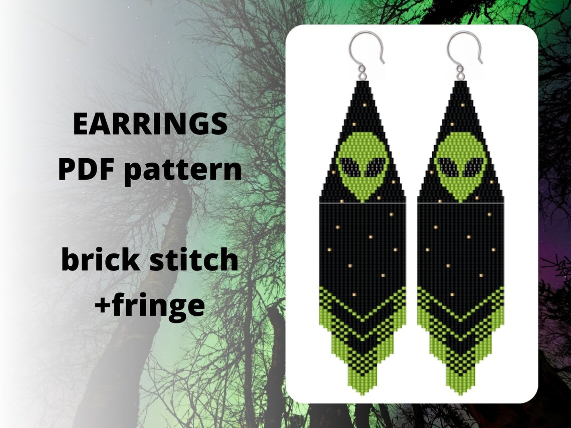 UFO Alien Head Brick Stitch Earring Pattern UFO Seed Bead - Etsy