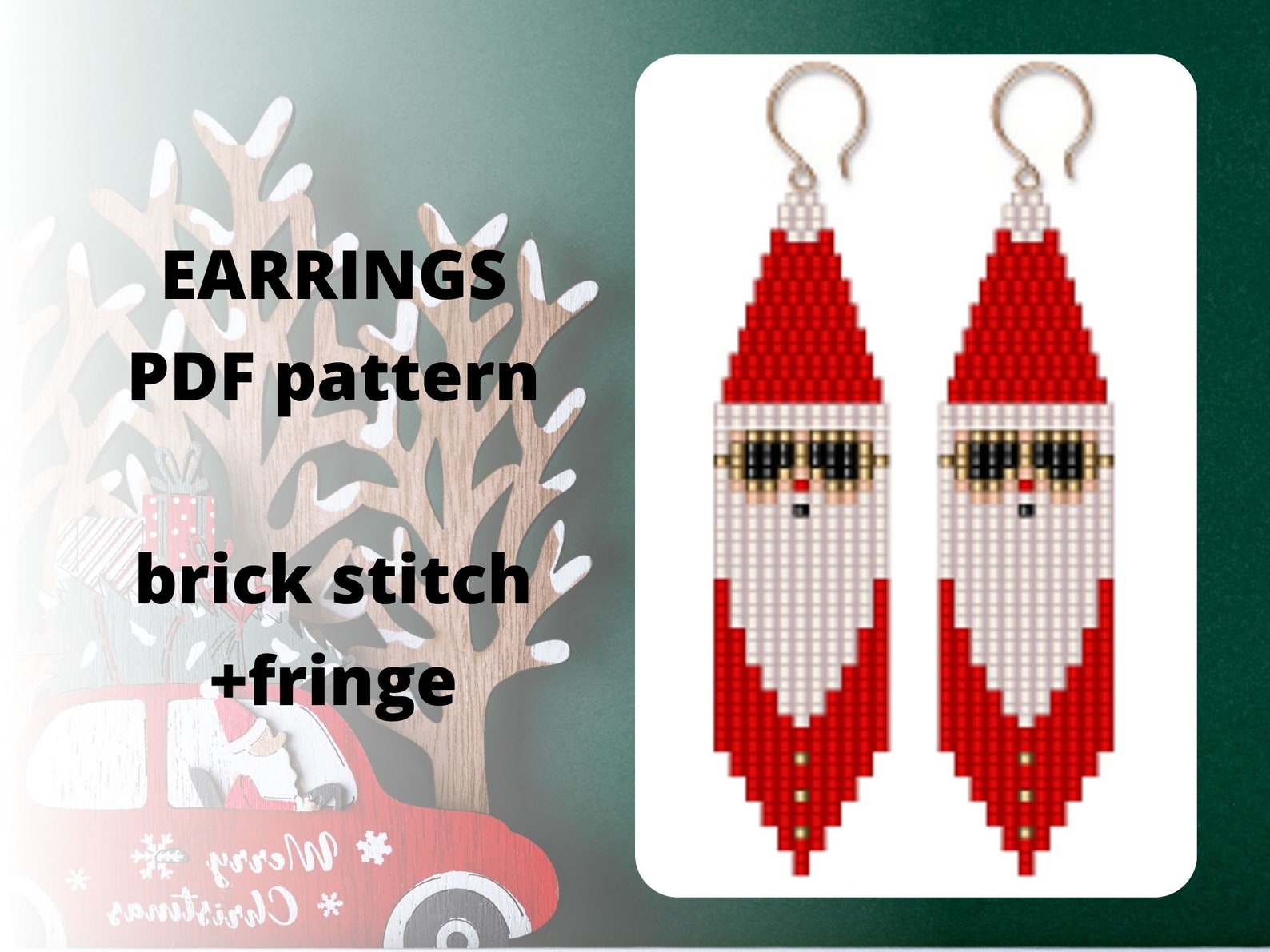 Santa in Sunglasses Pattern Brick Stitch Earring Pattern | Etsy
