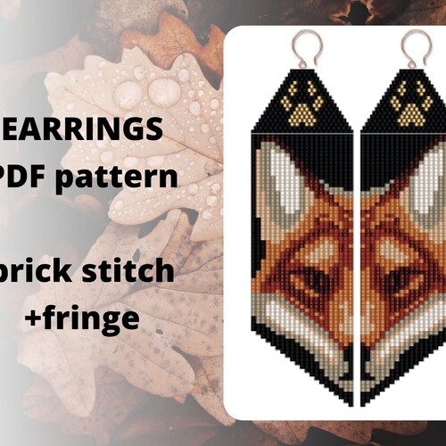 Fox Moon Seed Bead Earring Pattern Brick Stitch Earring - Etsy