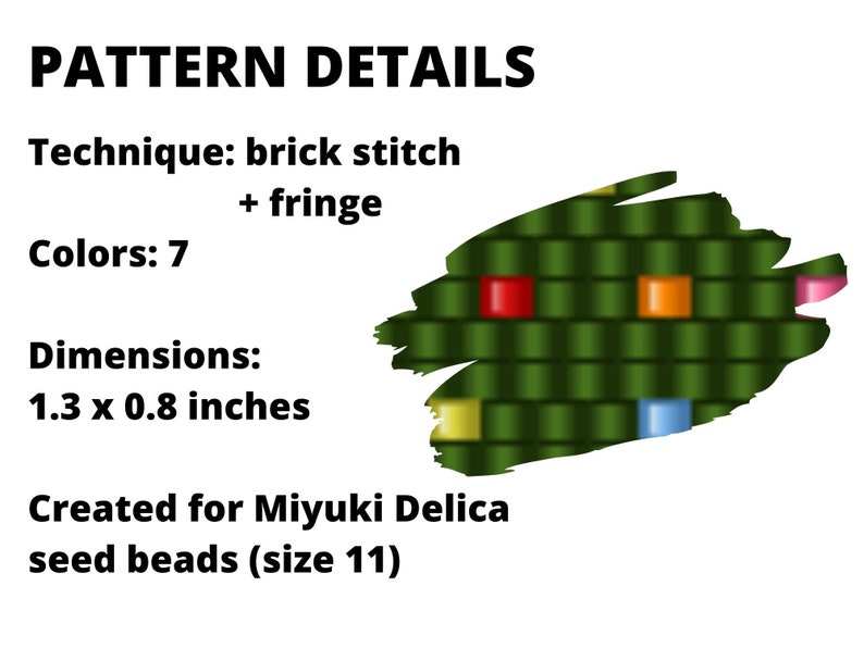 Christmas Tree Earring Pattern, Xmas Beading Pattern, Brick Stitch ...