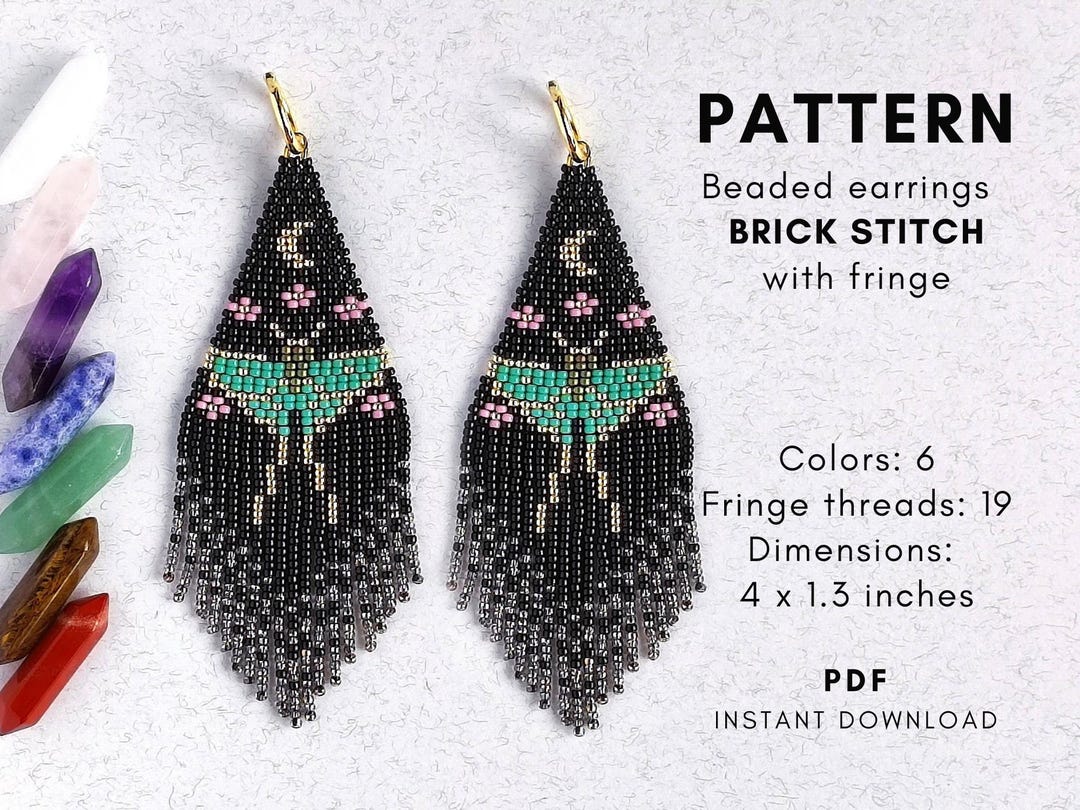 Luna Moth Seed Bead Fringe Earring Pattern Miyuki Round Rocaille Seed ...
