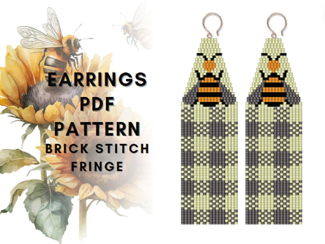 Bee Beaded Earring Pattern, Bumble Bee Pattern, Seed Bead Pattern ...