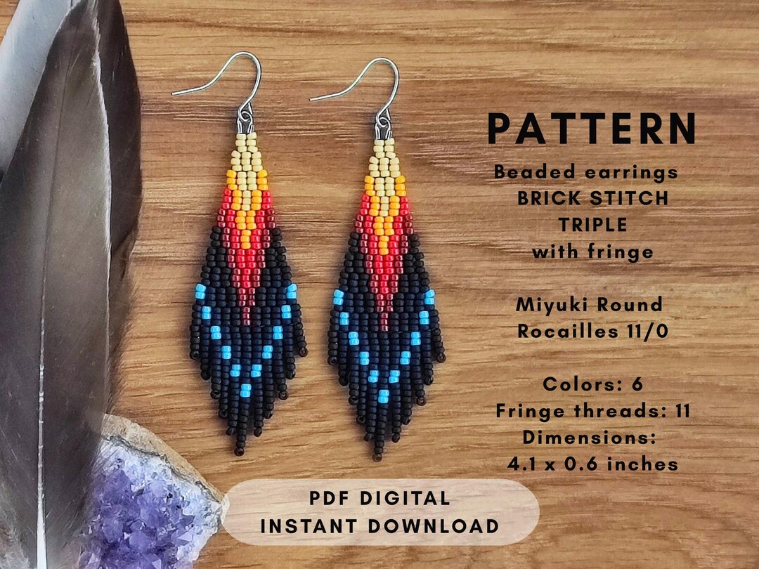 Seed Bead Short Fringe Earring Pattern, Miyuki Round Rocaille Beadwork ...