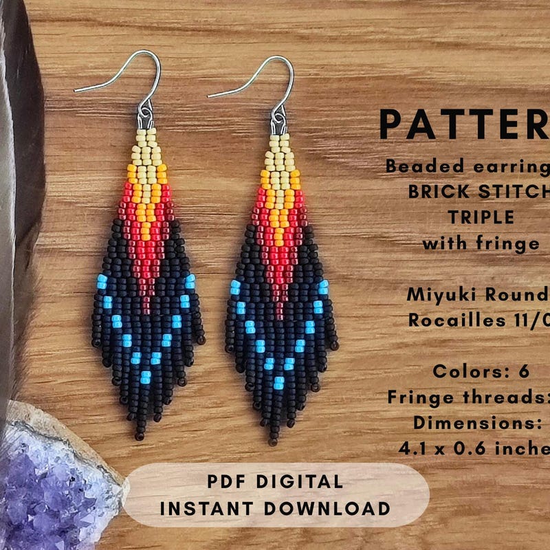 Beadwork Pattern Earrings - Etsy