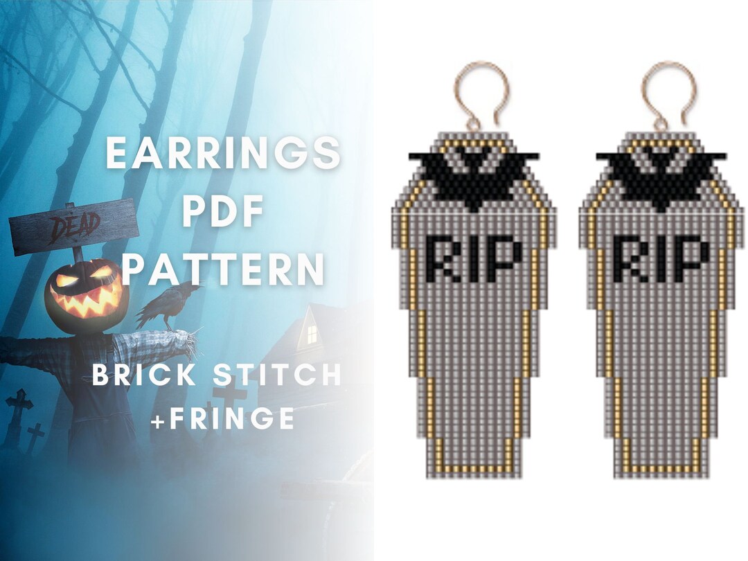 Halloween Coffin Bat Pattern Seed Bead Earring Pattern Brick - Etsy