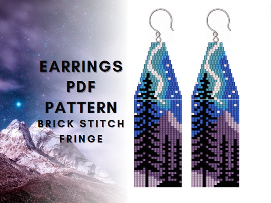 Aurora Lights Beaded Earring Pattern, Mountain and Forest, Landscape ...