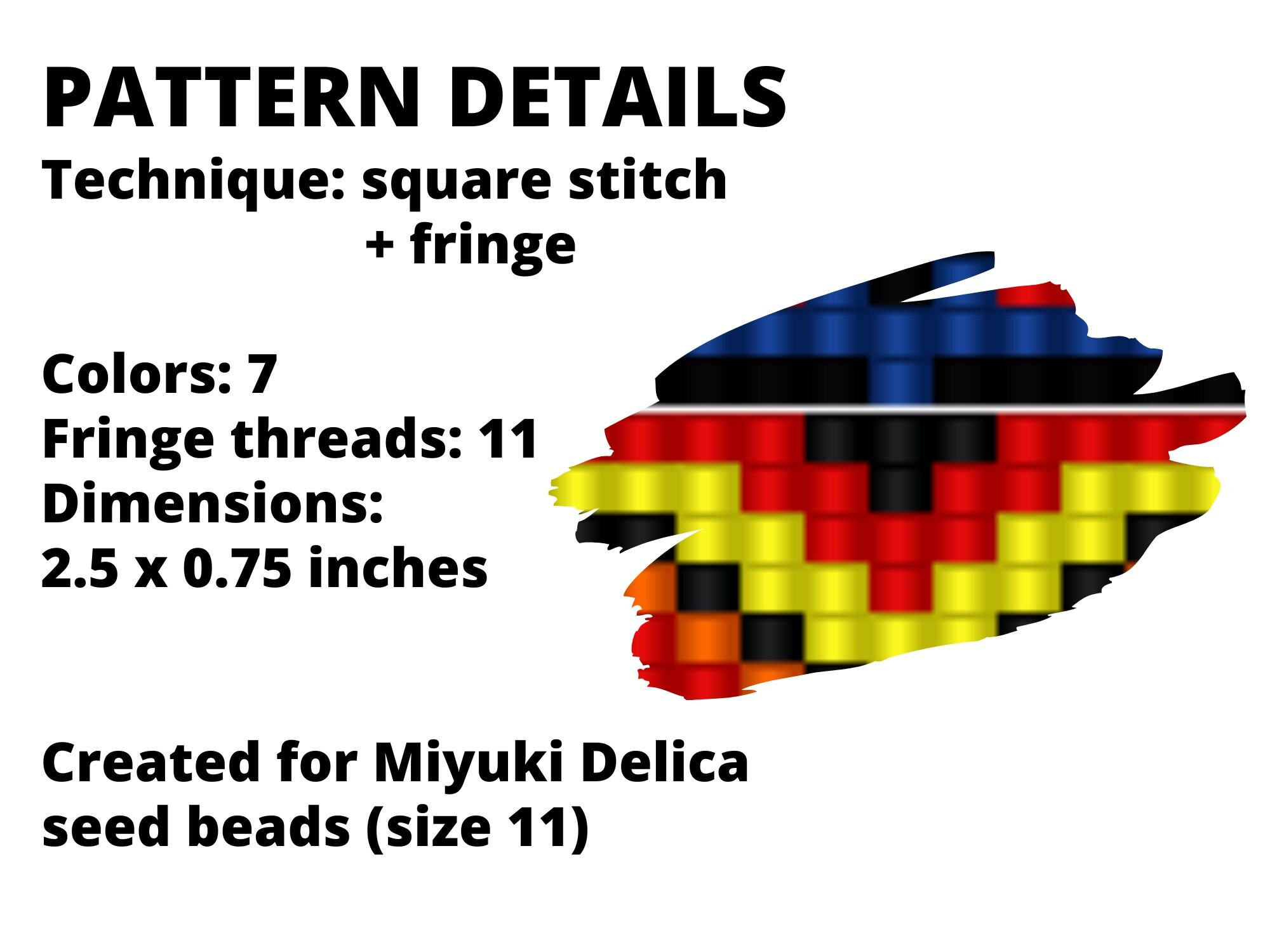 Native Square Stitch Earring Pattern, Seed Bead Fringe, Native Design ...