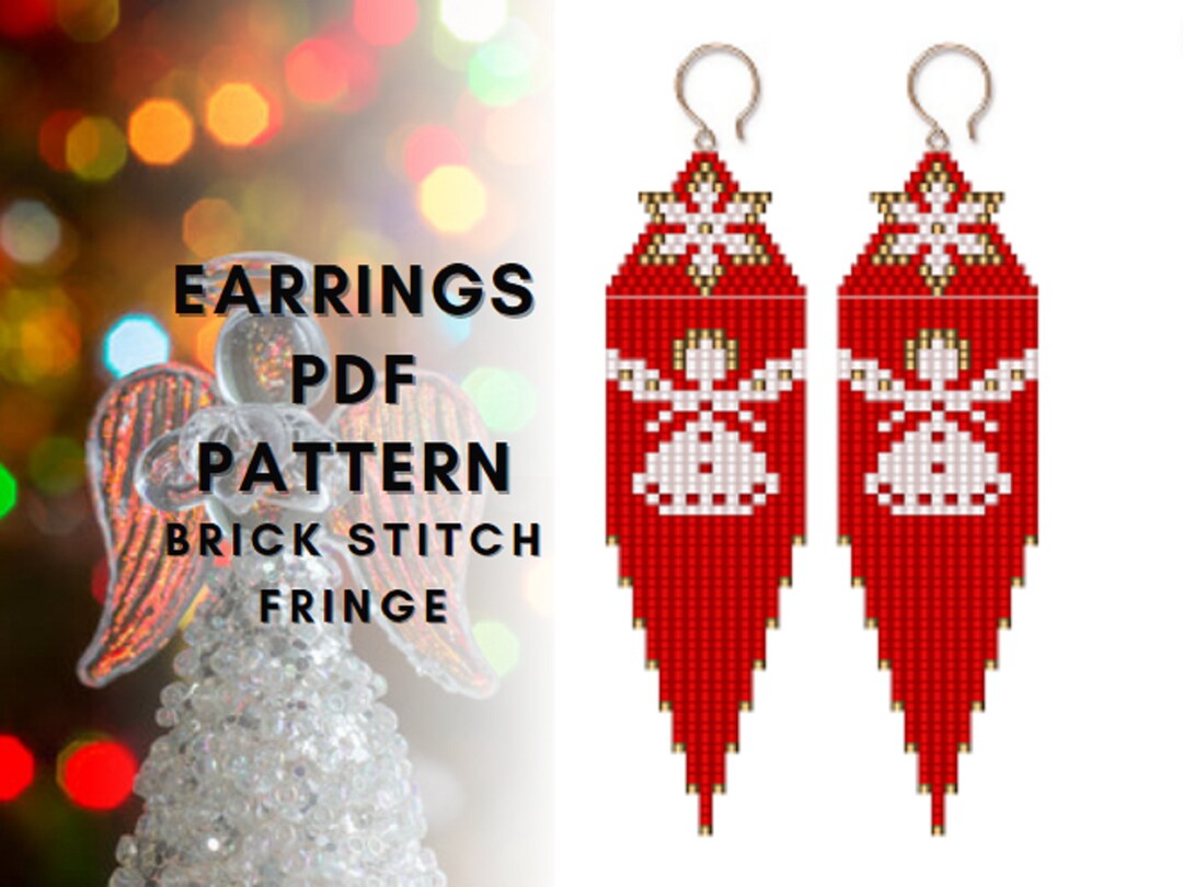 Christmas Angel Brick Stitch Fringe Earring Pattern, Fairy Angel ...