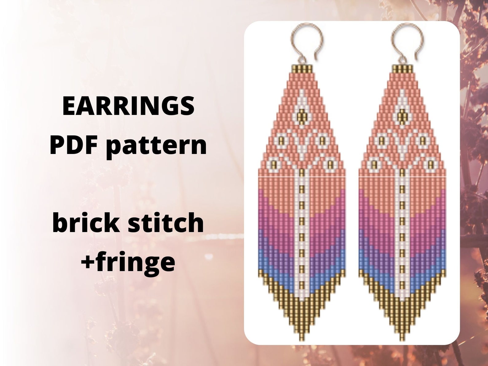 Floral beading pattern Fringe earring pattern Beaded earring | Etsy