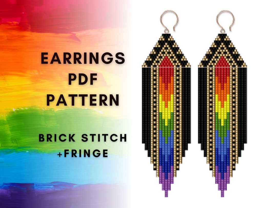 Native Beading Pattern, Brick Stitch Pattern, Rainbow Earring Pattern ...
