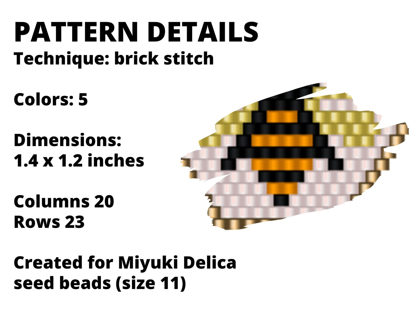 Bee Honeycomb Brick Stitch Earring Pattern, Honey Insect Earring, Seed ...