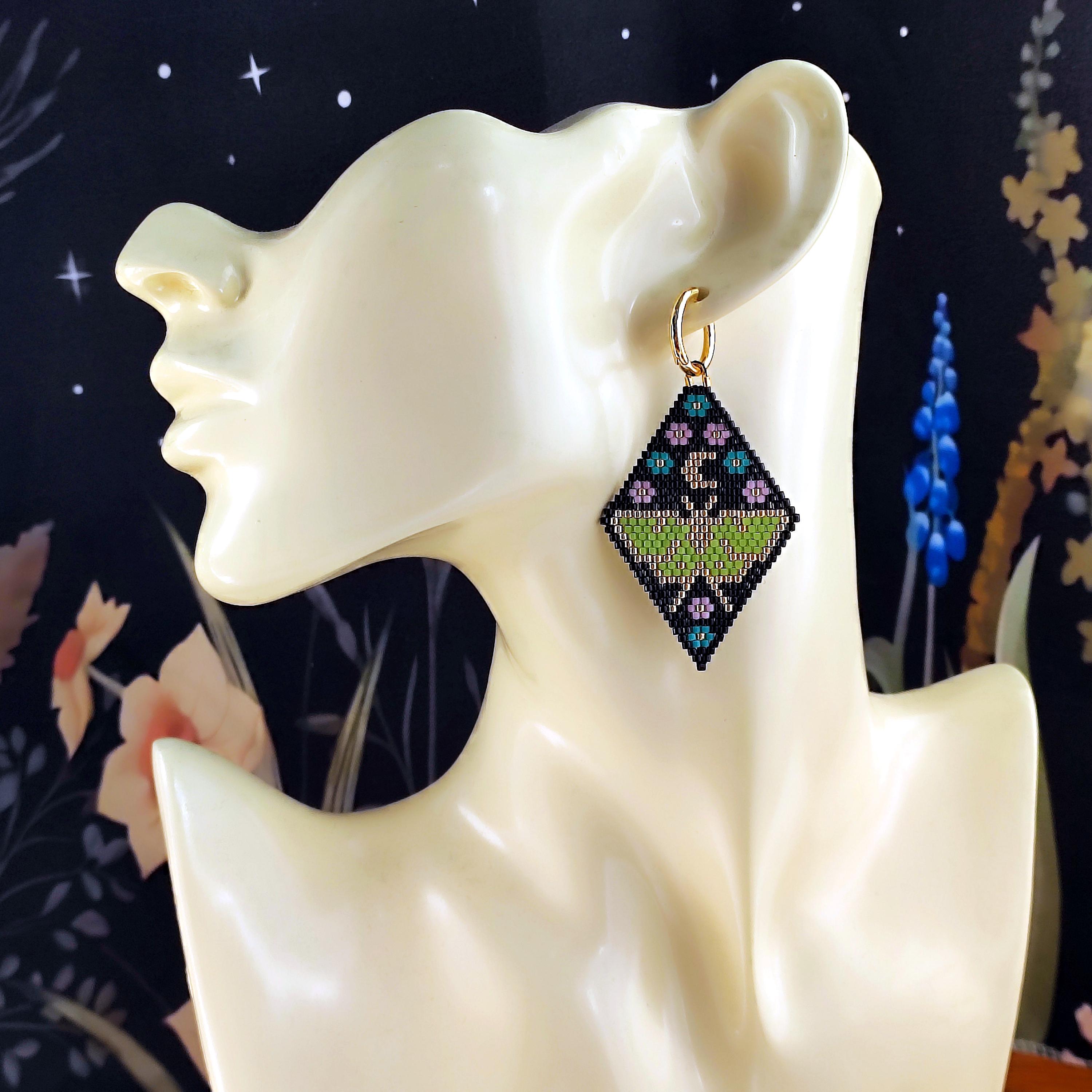 Luna Moth Brick Stitch Earring Pattern Miyuki Delica Beads 11/0 Moon ...