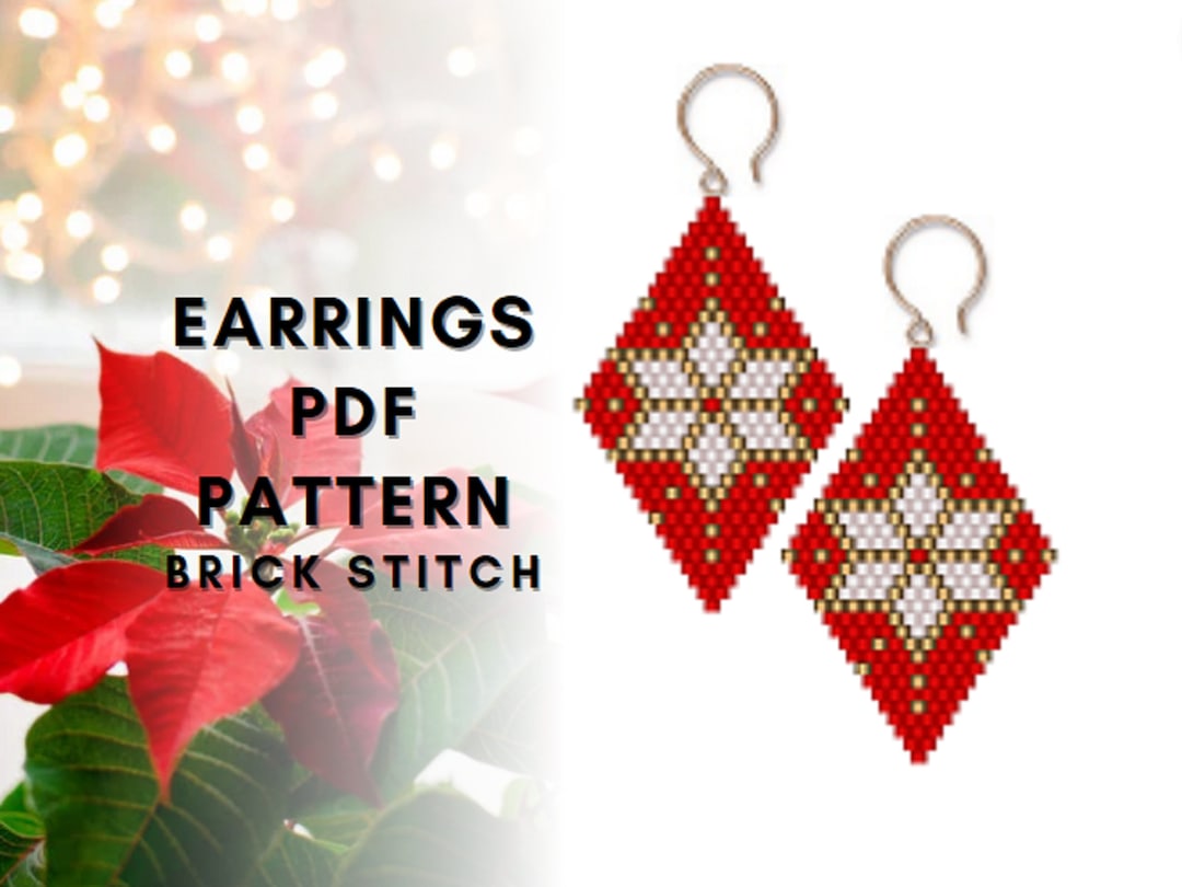 Christmas Star Brick Stitch Earring Pattern, Seed Bead Earring Pattern ...