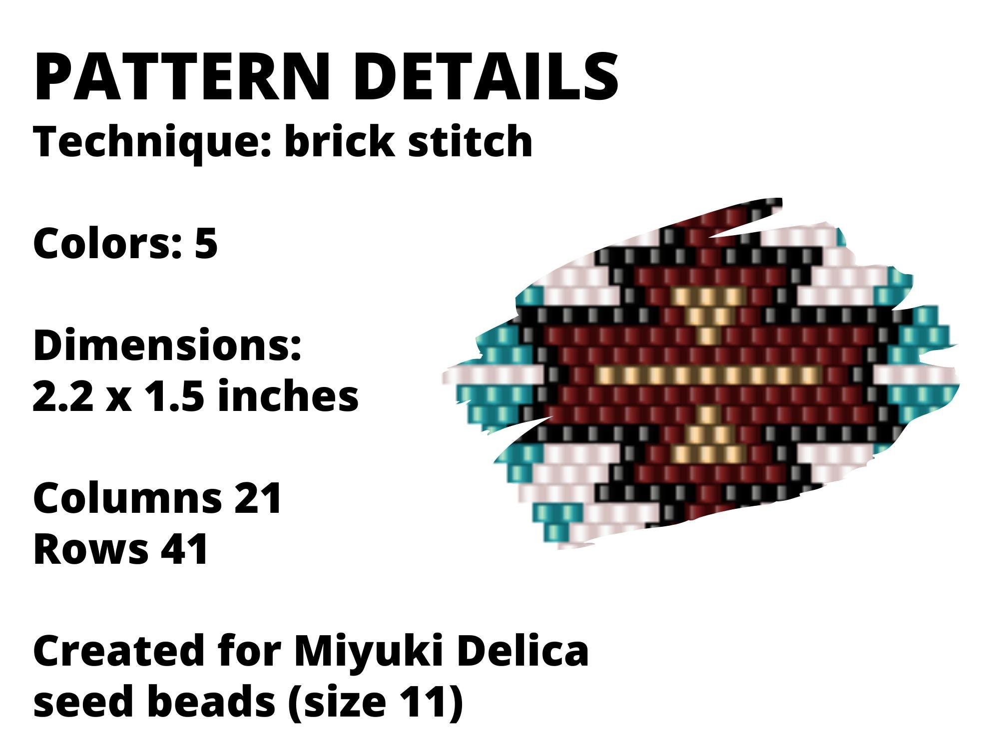 Southwest Native Brick Stitch Pattern, Seed Bead Miyuki Delica, Rhombus ...