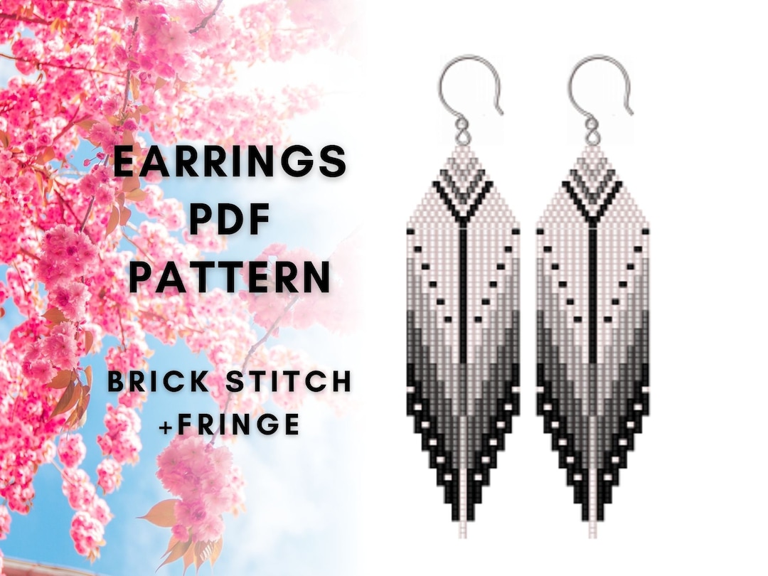 Brick Stitch Fringe Earring Pattern, Monochrome Earring , Seed Bead ...