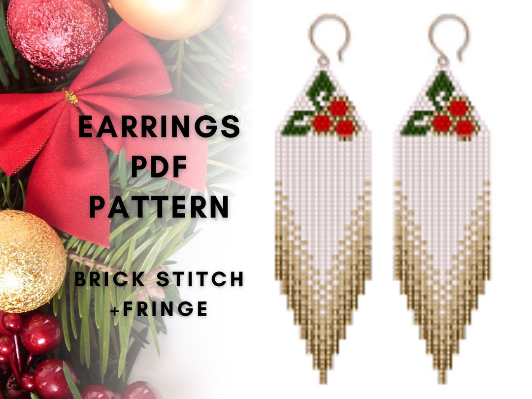 Christmas Berry Holly Beaded Earring Pattern, Brick Stitch Pattern ...