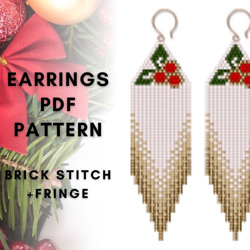 Christmas Beaded Earrings Brick Stitch PDF Pattern for Miyuki - Etsy